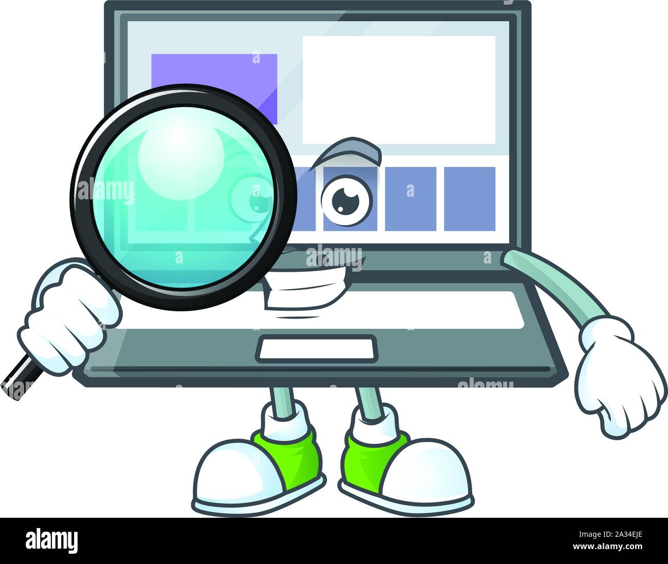 Detective technology laptop with character mascot shape Stock Vector ...