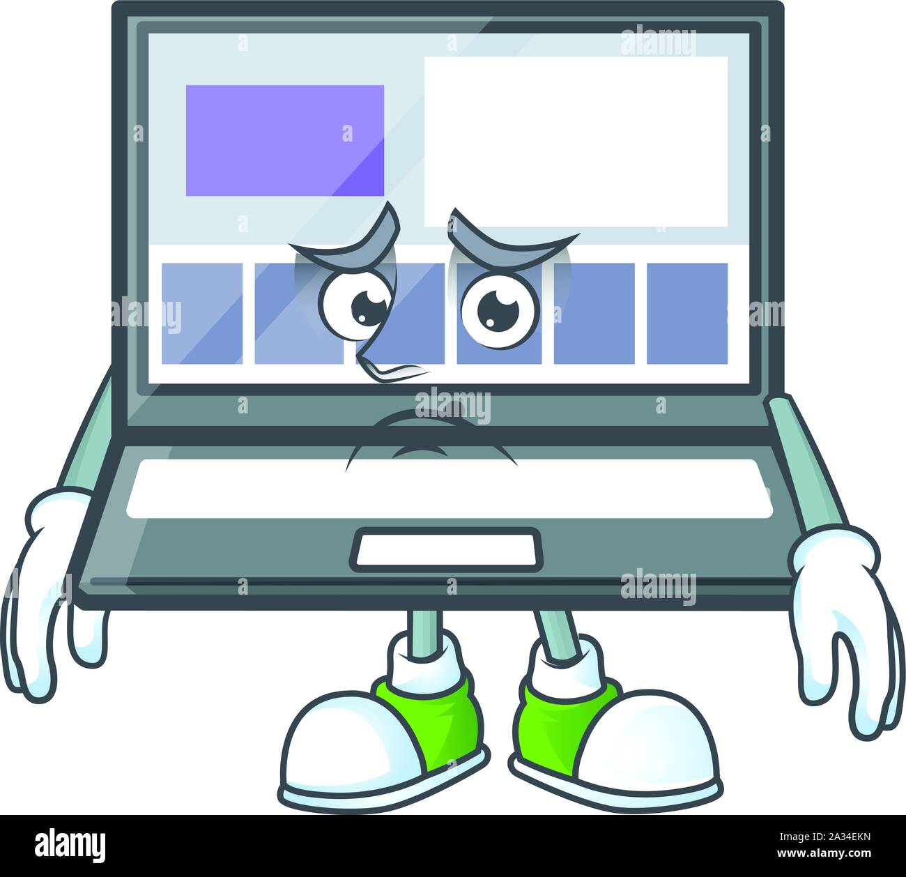 Afraid laptop cartoon mascot on white background Stock Vector Image ...