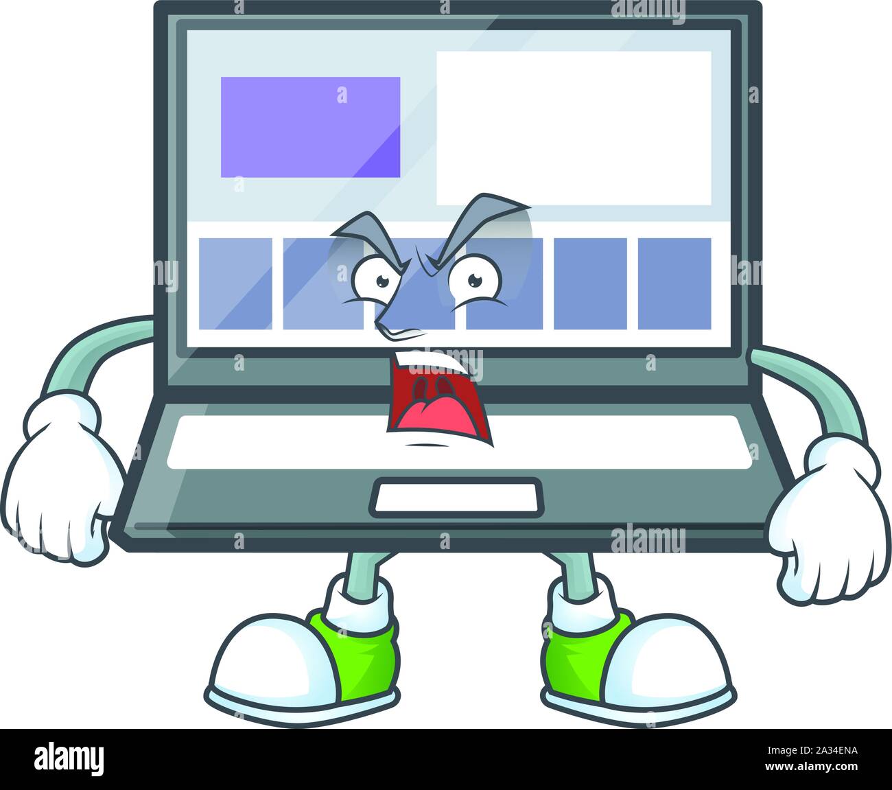 Angry laptop cartoon mascot on white background Stock Vector Image ...