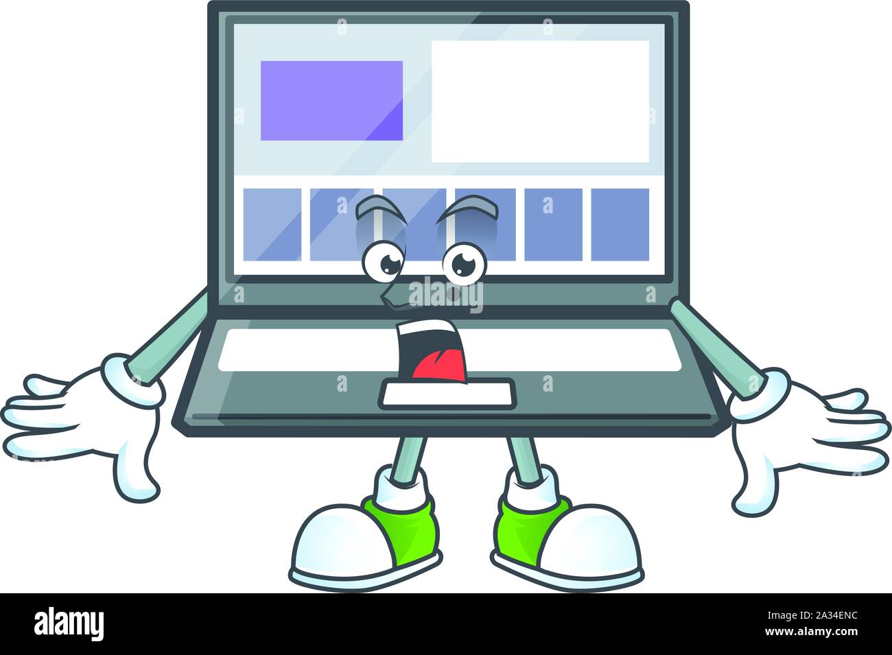 Surprised laptop cartoon mascot on white background Stock Vector Image ...