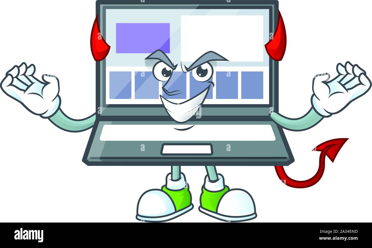 Devil laptop cartoon mascot on white background Stock Vector Image ...