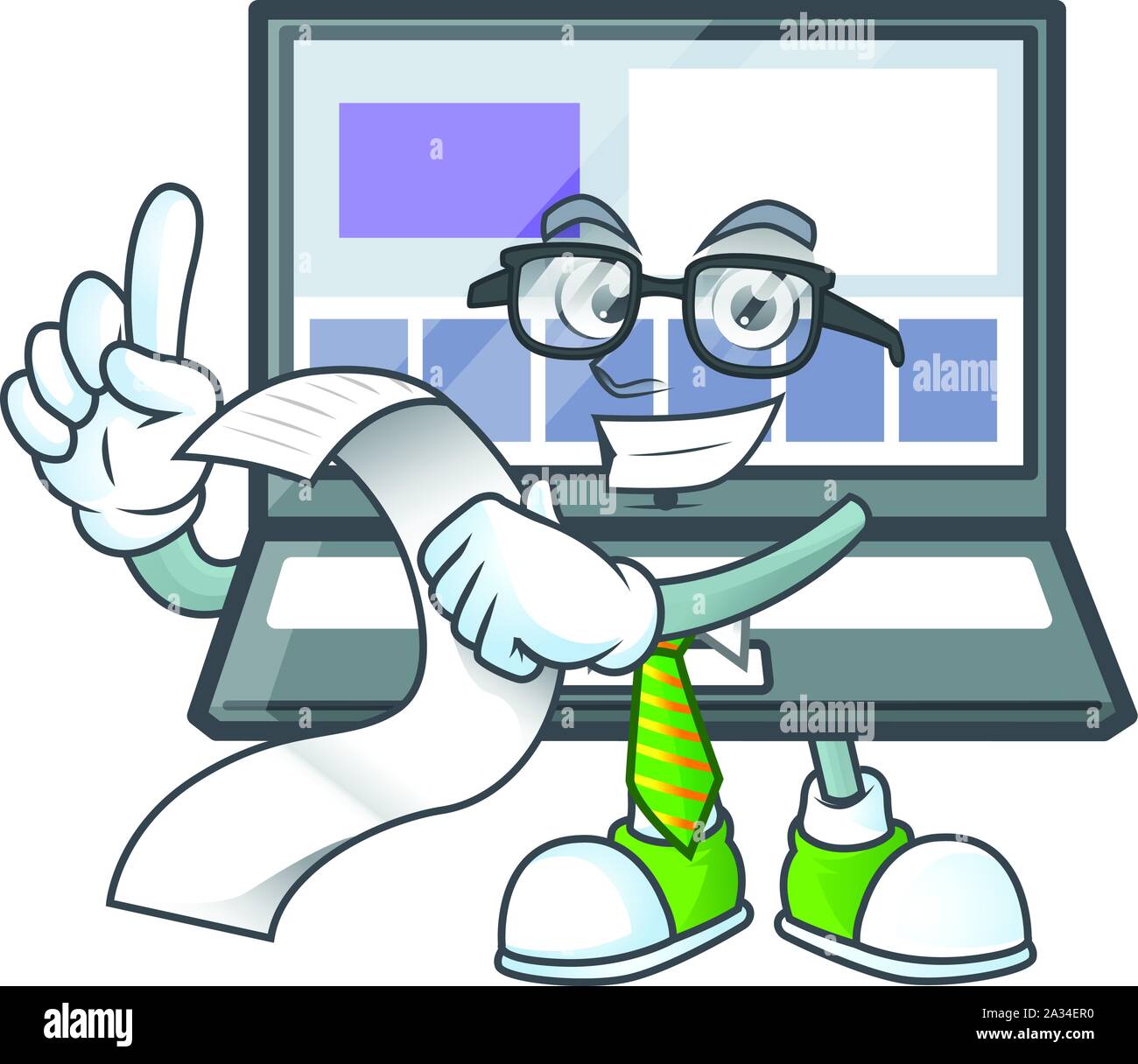 With menu laptop cartoon mascot on white background Stock Vector Image ...