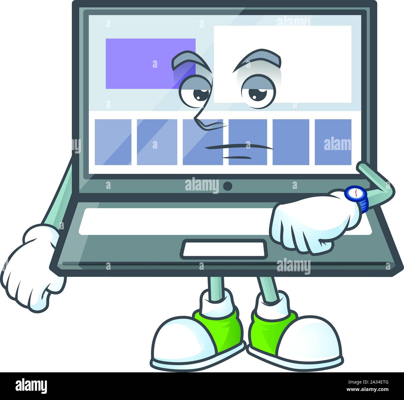 Waiting laptop cartoon character isolated the mascot Stock Vector Image ...