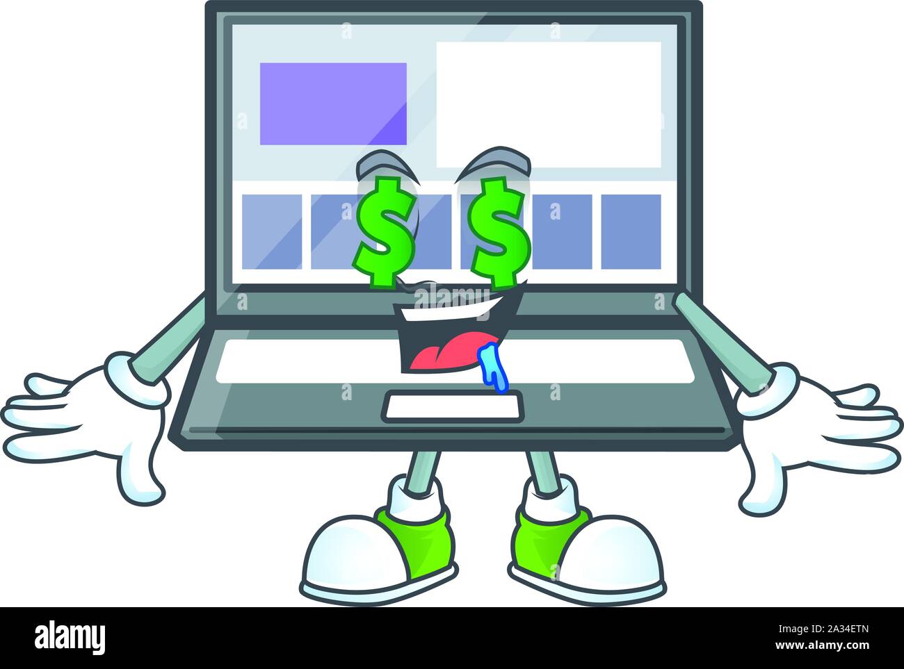 Money eye laptop cartoon character isolated the mascot Stock Vector ...