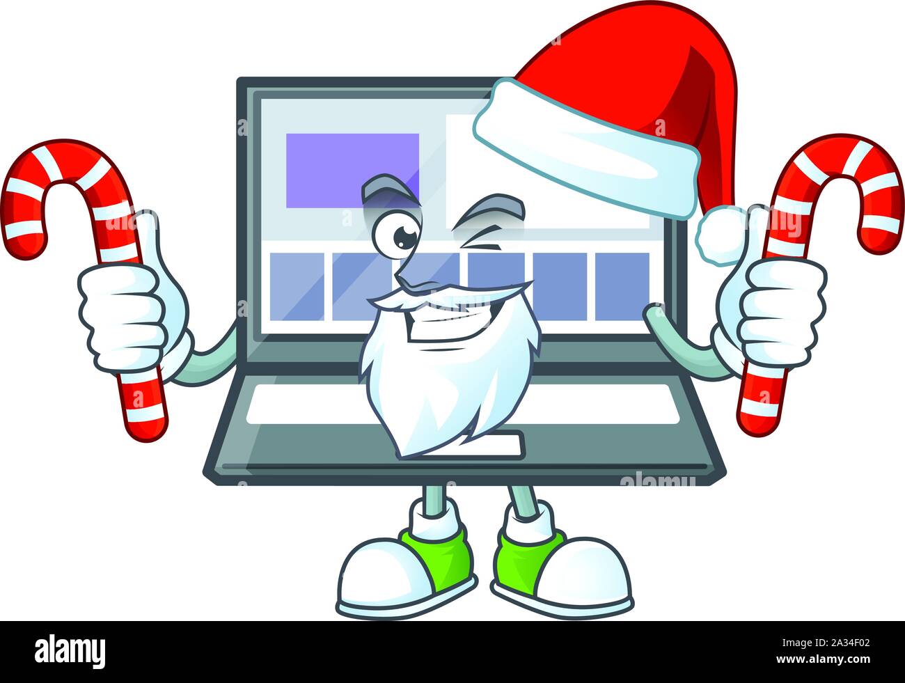 Santa with candy laptop cartoon character isolated the mascot Stock ...