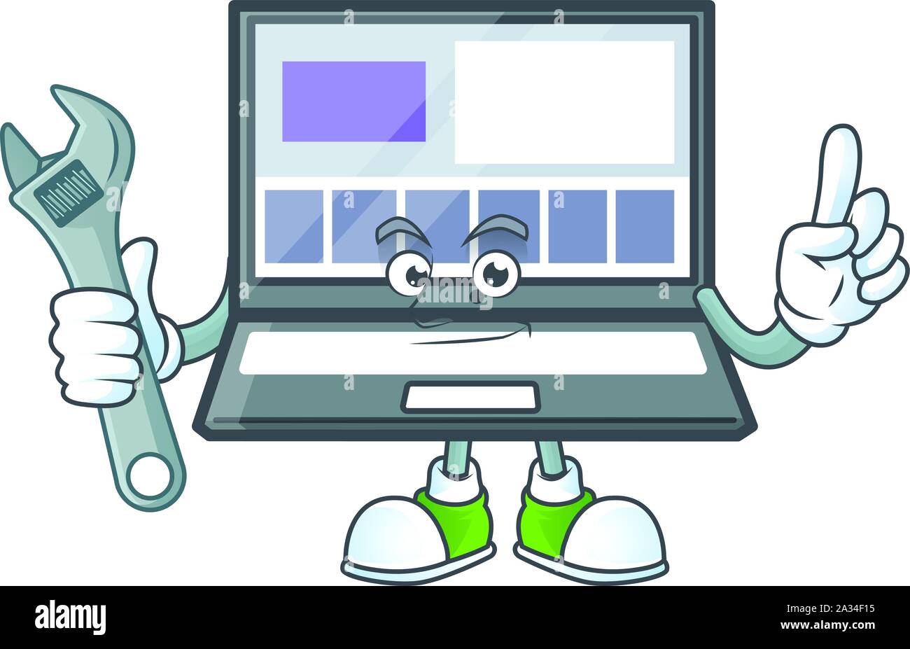 Mechanic laptop cartoon character isolated the mascot Stock Vector ...