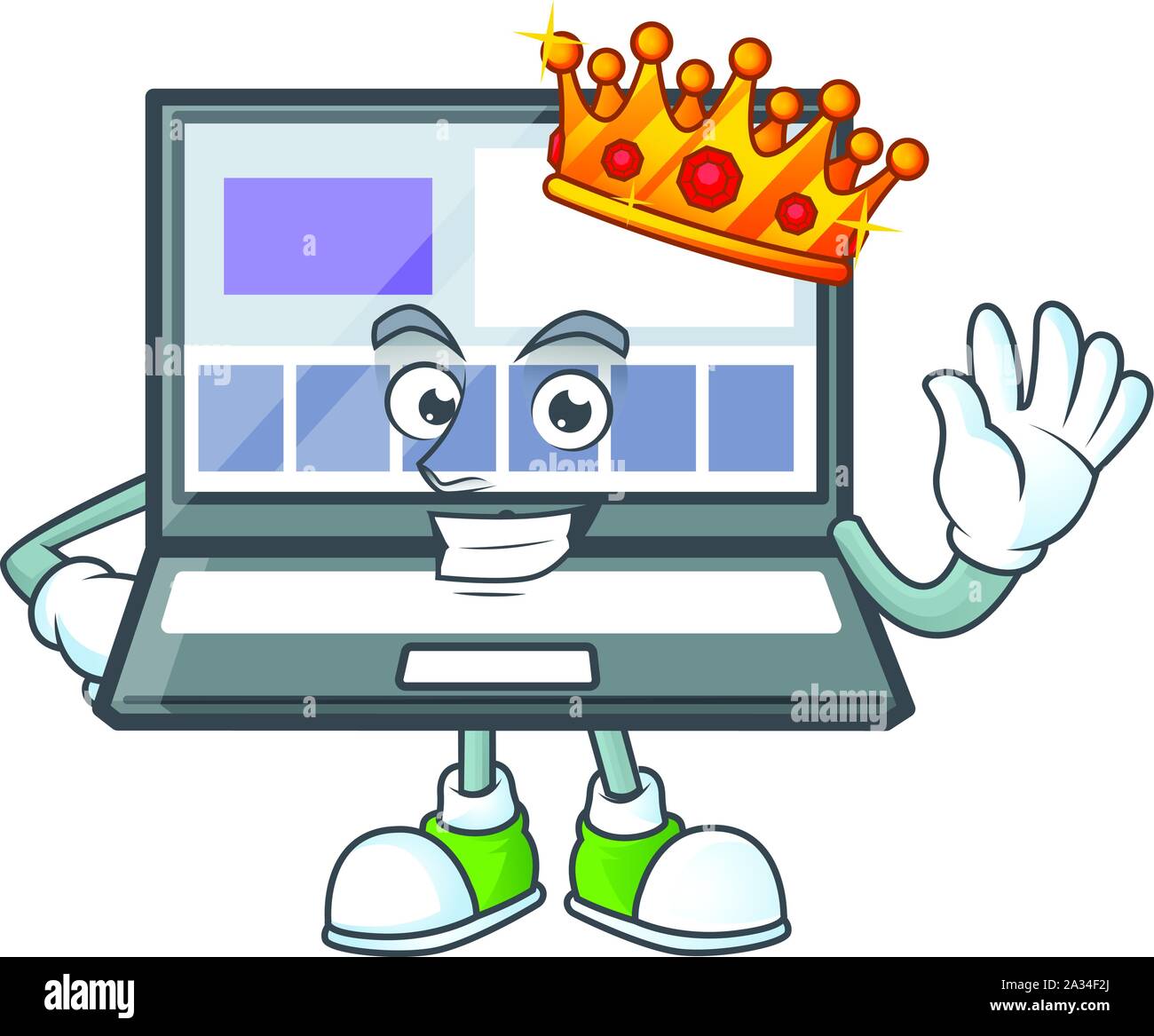 King laptop cartoon character isolated the mascot Stock Vector Image ...