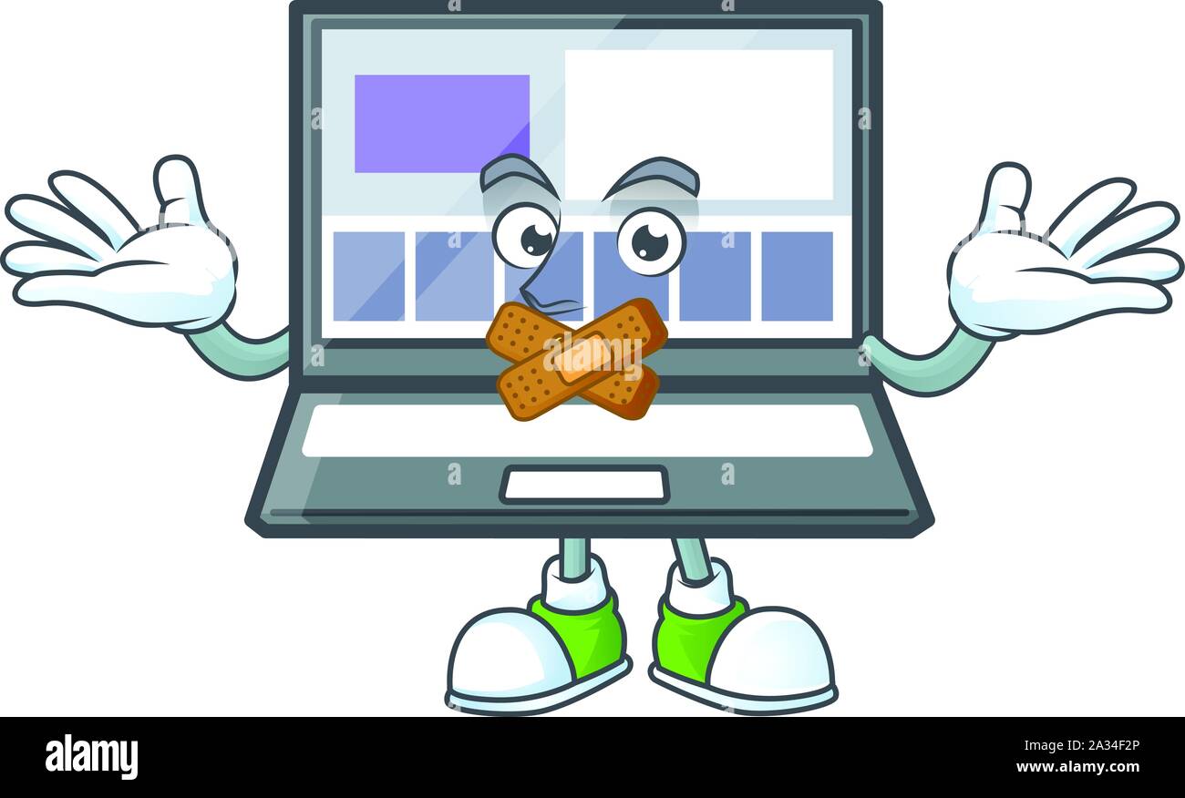Silent laptop cartoon character isolated the mascot Stock Vector Image ...