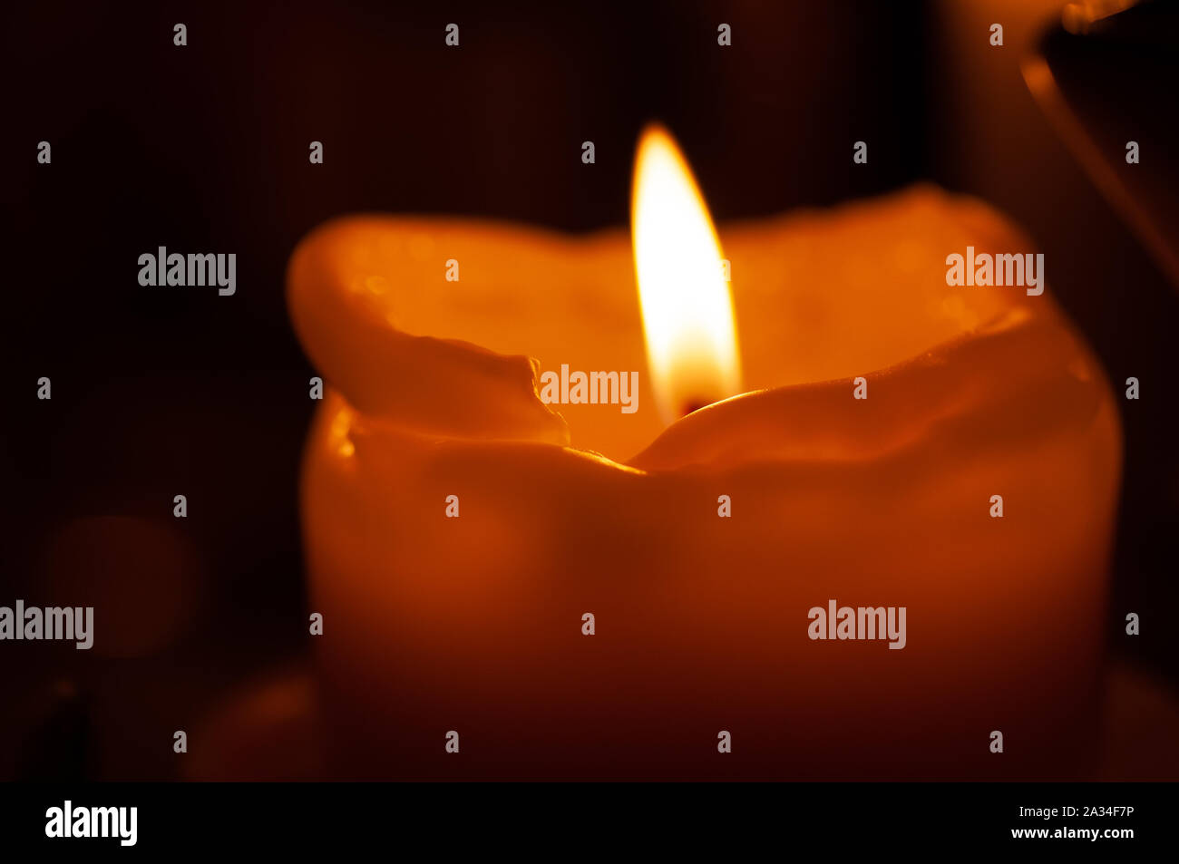 One candle flame at night closeup - isolated, macro Stock Photo - Alamy