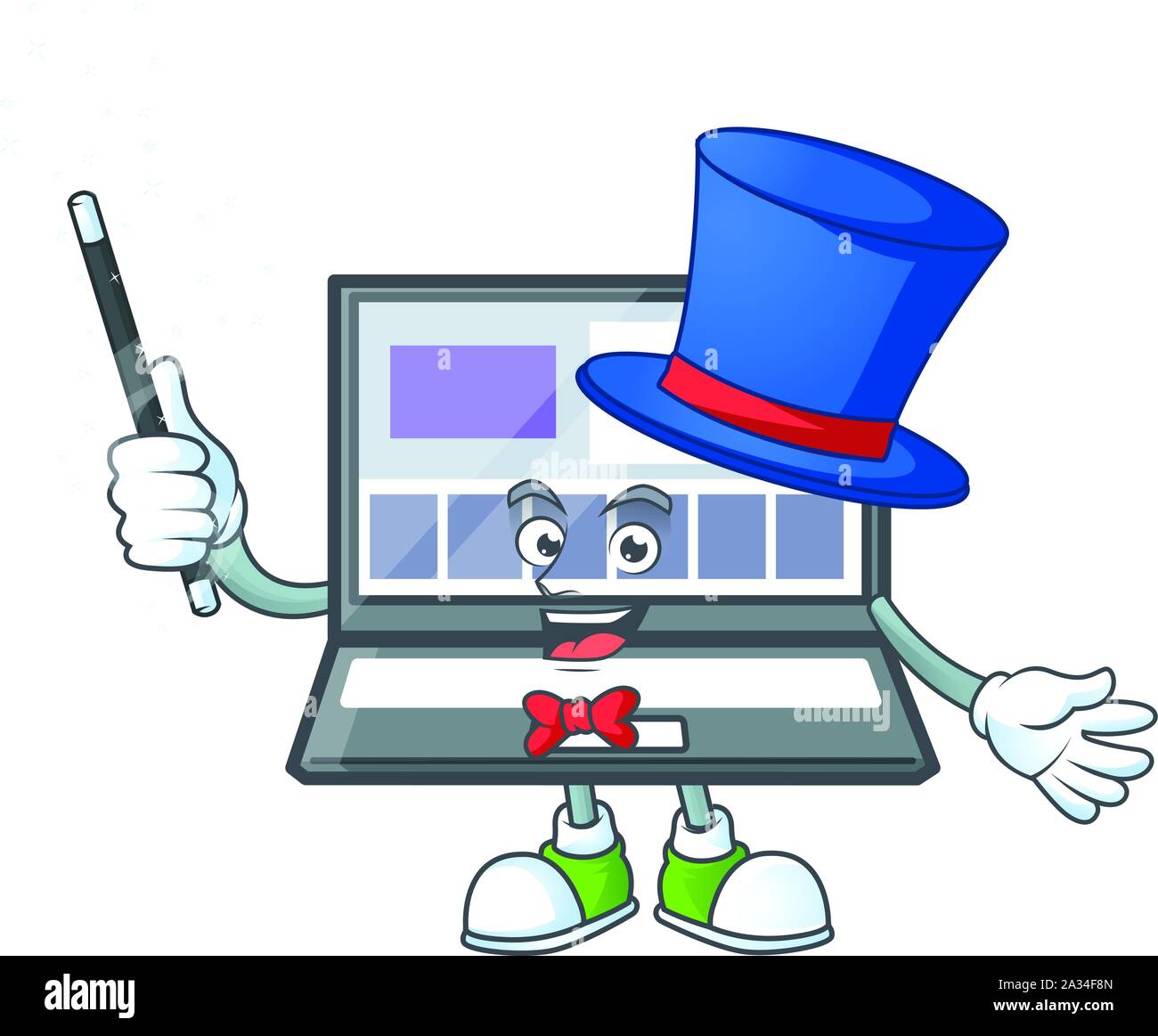 Magician laptop cartoon character isolated the mascot Stock Vector ...