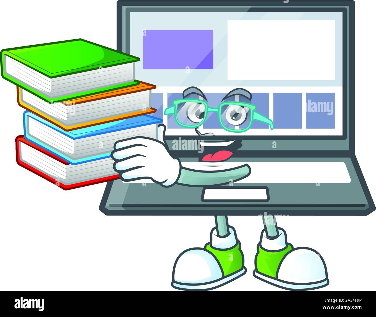 Student with book laptop cartoon character isolated the mascot Stock ...