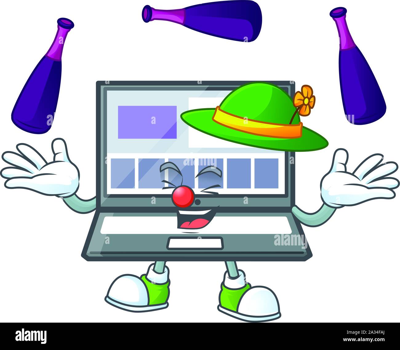 Juggling laptop cartoon character isolated the mascot Stock Vector ...