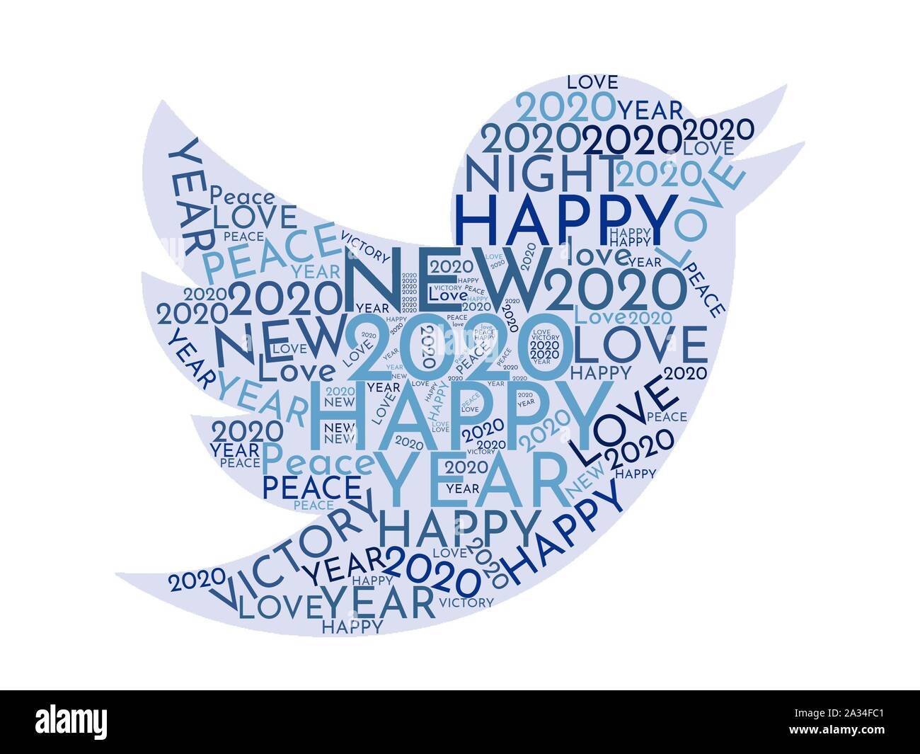 dove of peace in word cloud Happy New Year 2020! Stock Photo - Alamy