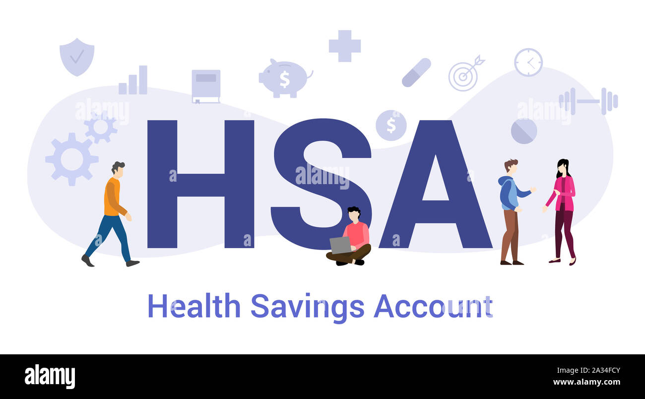 hsa health savings account concept with big word or text and team ...