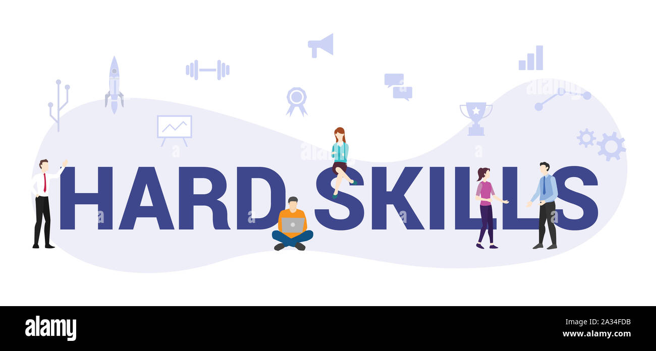 hard skills concept with big word or text and team people with modern ...