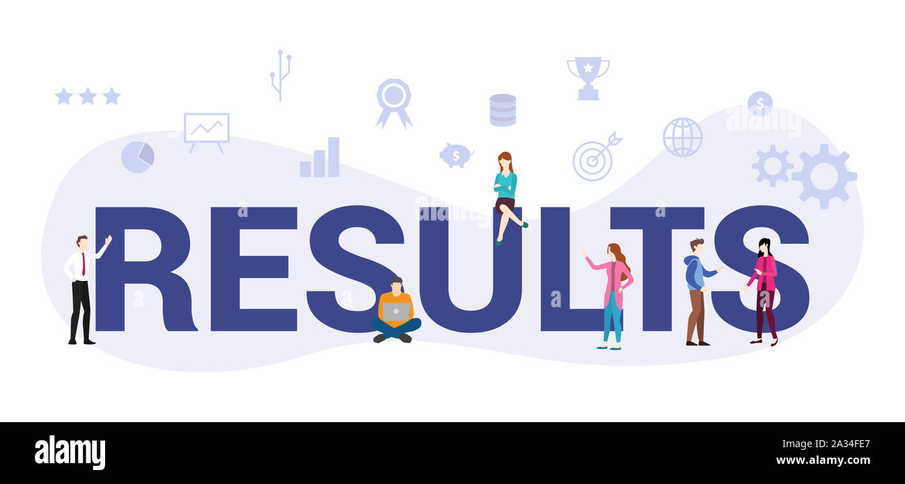 results business concept with big word or text and team people with ...