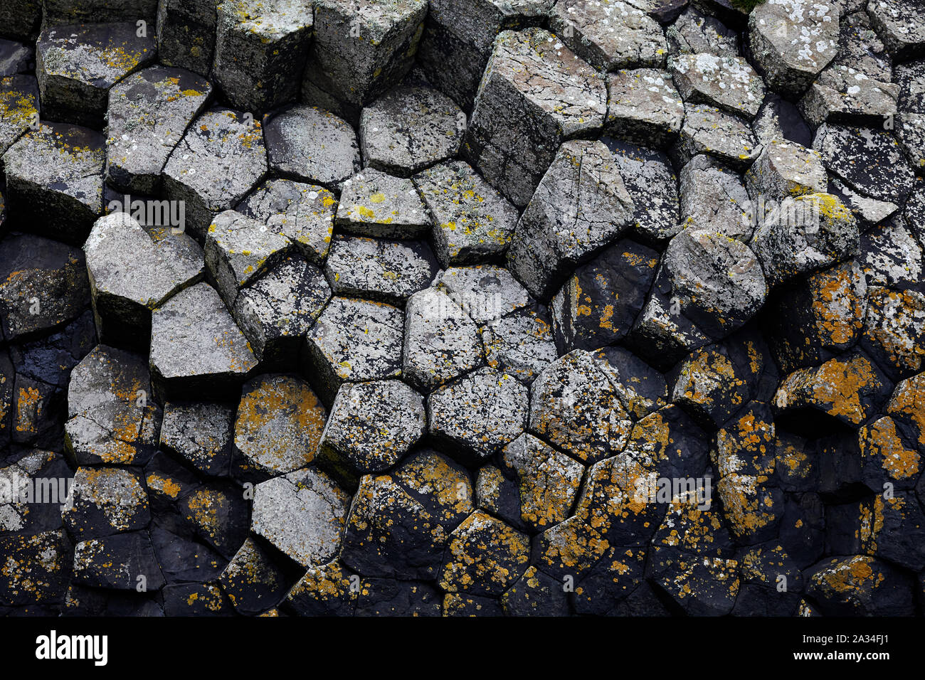 Hexagonal basaltic columns on Staffa, Inner Hebrides, Scotland, UK ...