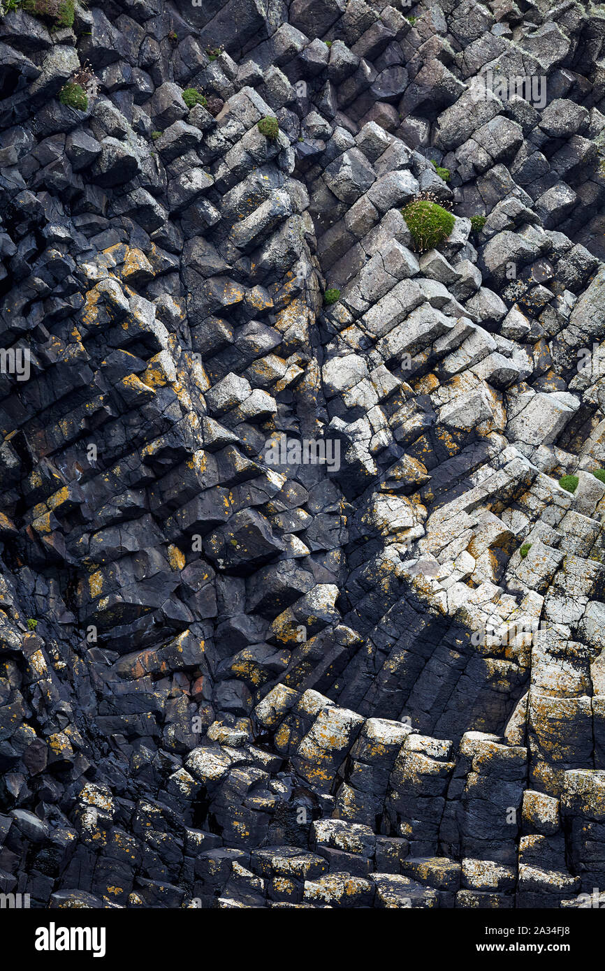 Hexagonal basaltic columns on Staffa, Inner Hebrides, Scotland, UK ...