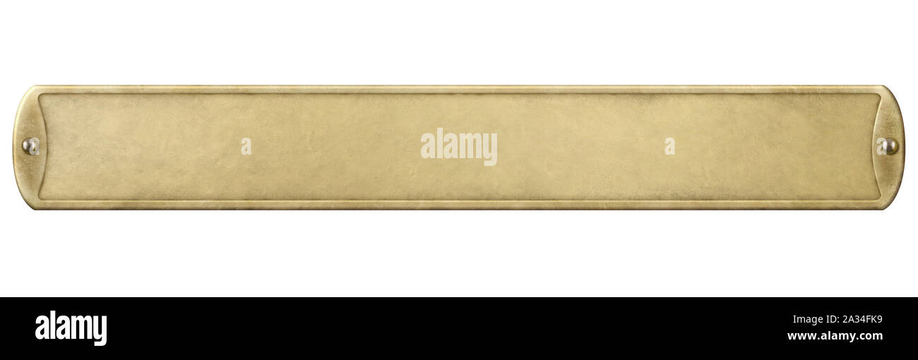 Gold or brass old metal plate isolated on white with clipping path ...