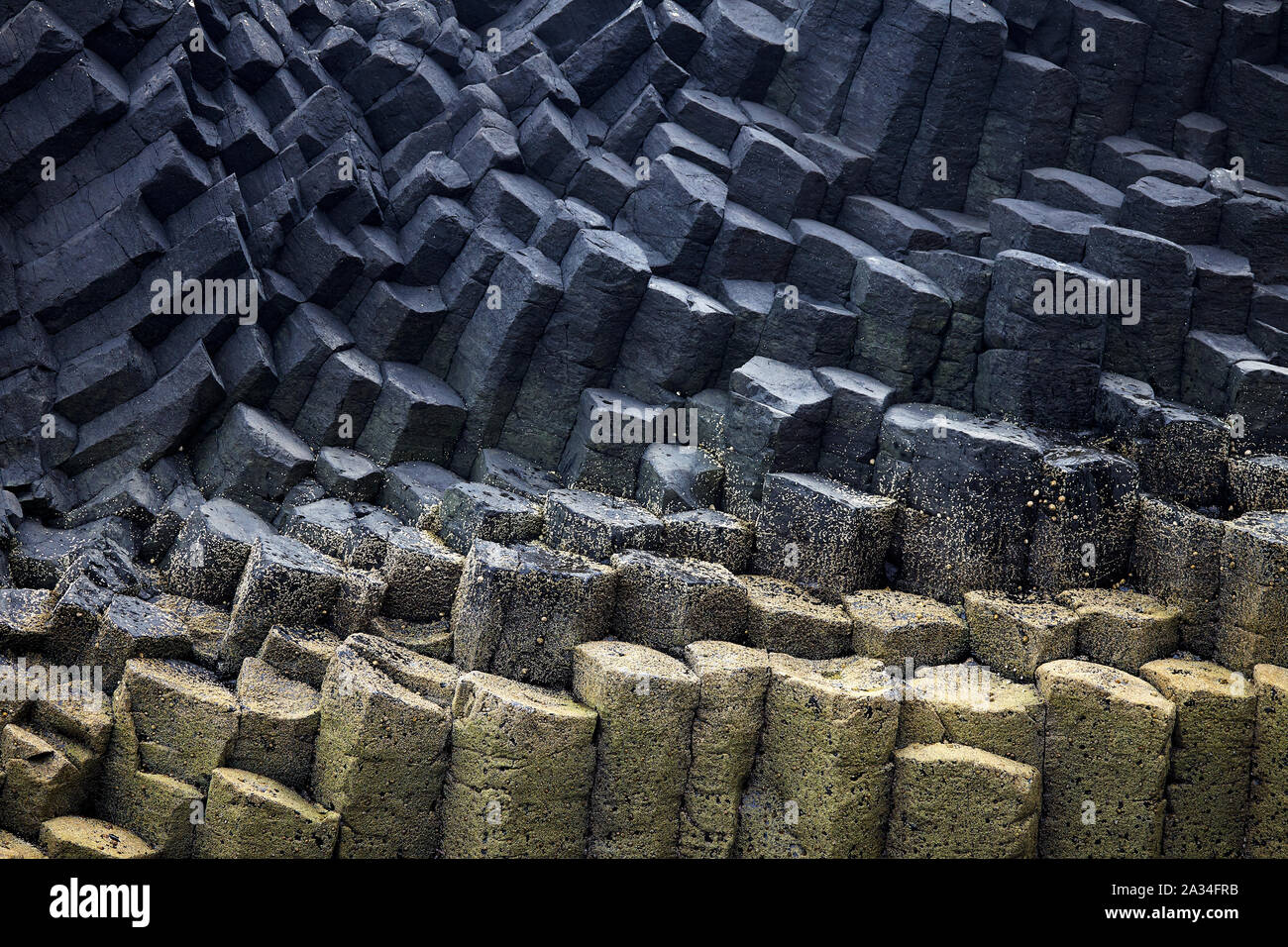 Hexagonal basaltic columns on Staffa, Inner Hebrides, Scotland, UK ...