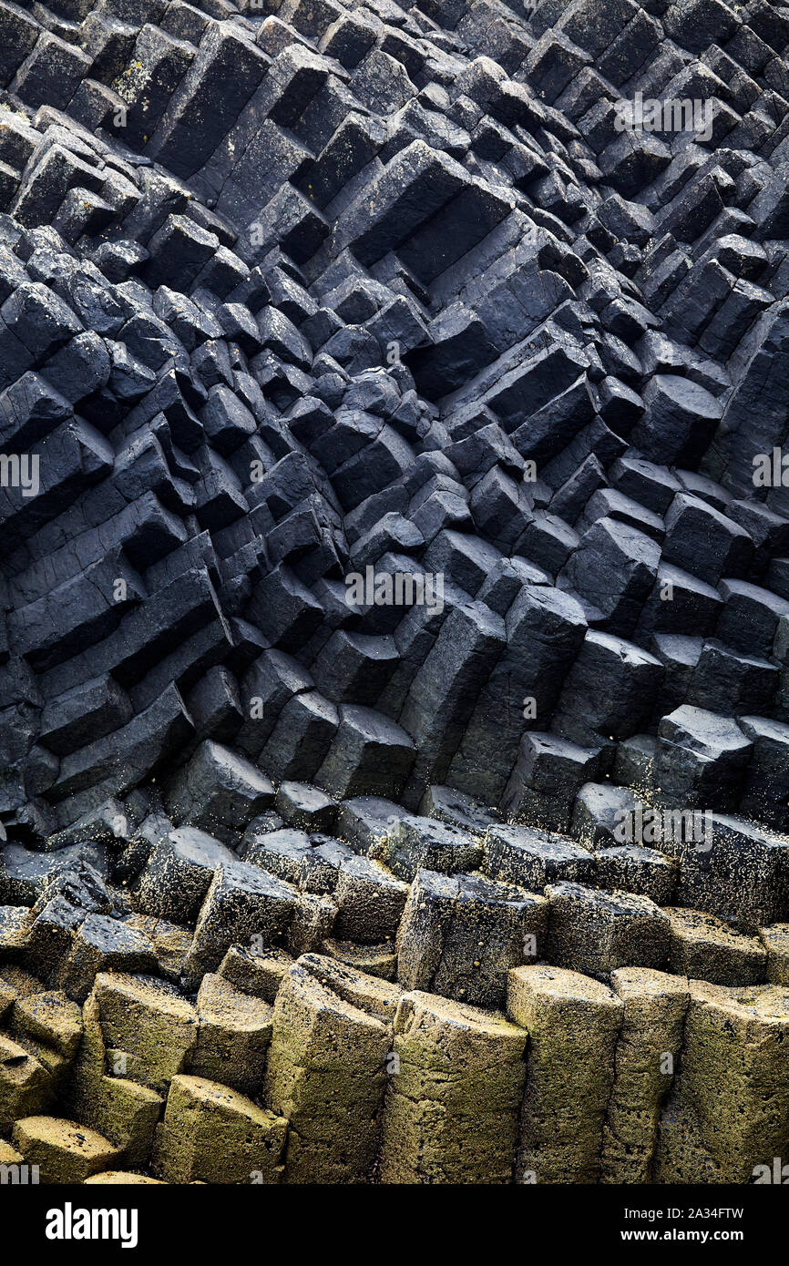 Hexagonal basaltic columns on Staffa, Inner Hebrides, Scotland, UK ...