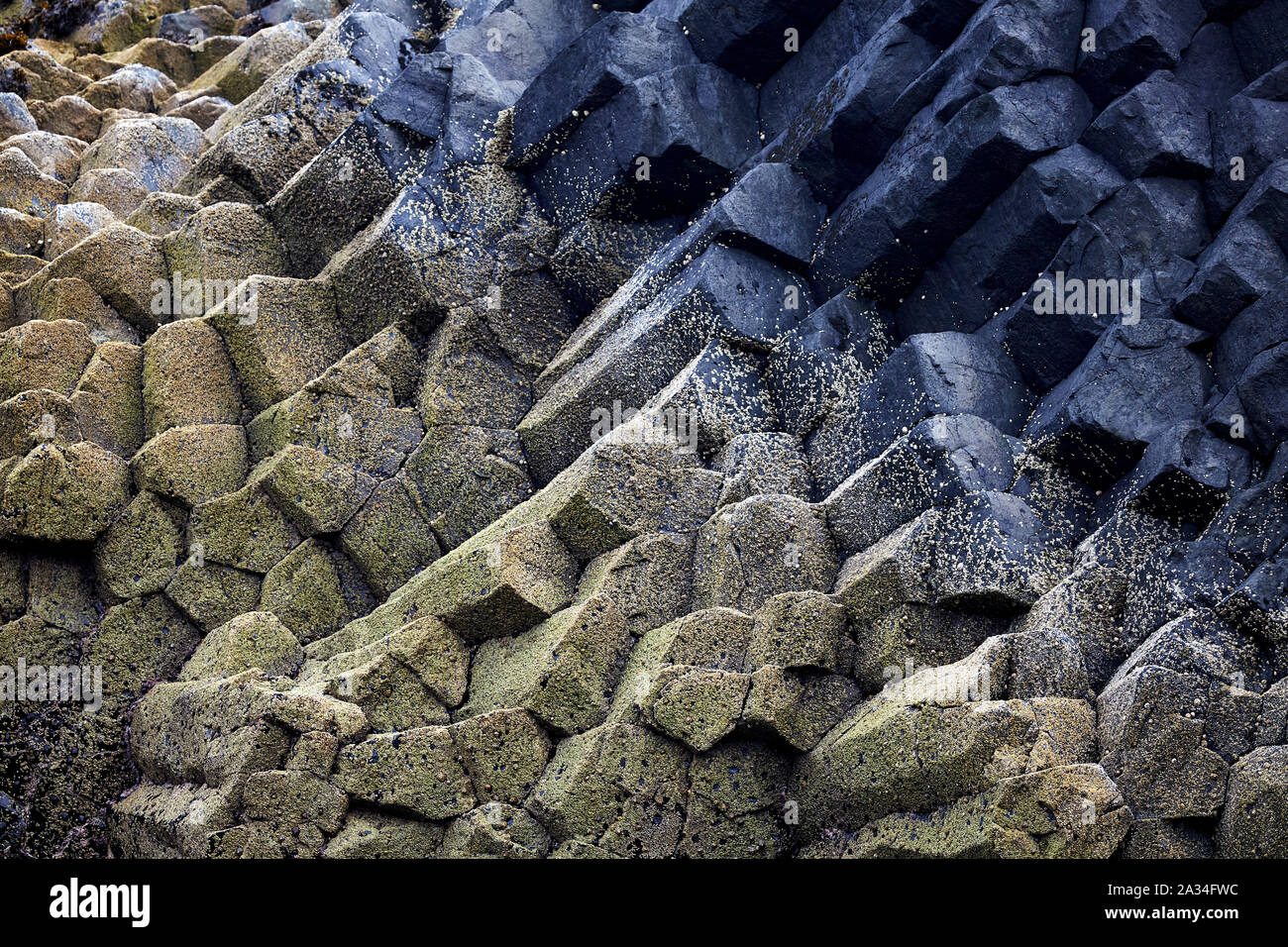 Hexagonal basaltic columns on Staffa, Inner Hebrides, Scotland, UK ...