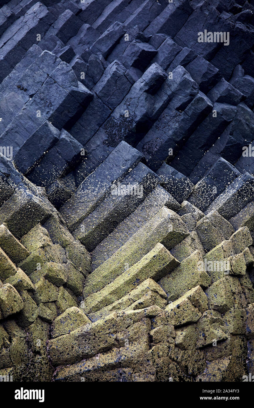 Hexagonal basaltic columns on Staffa, Inner Hebrides, Scotland, UK ...