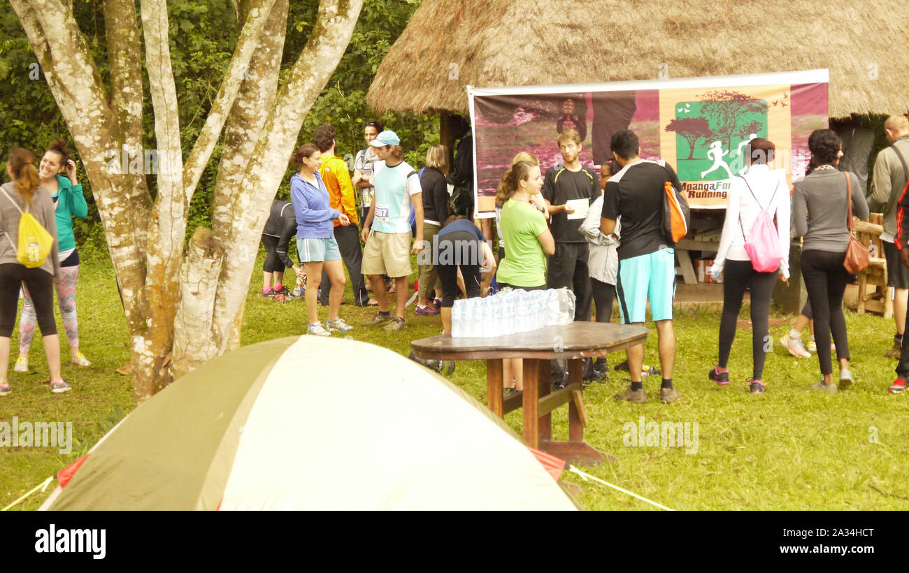 Tourists pictured at Mpanga Forest eco-tourism side in Mpigi, Uganda ...