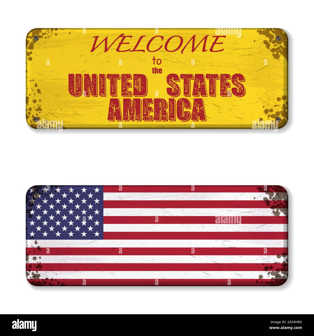 Two nameplates with USA flag and welcome text Stock Vector Image & Art ...