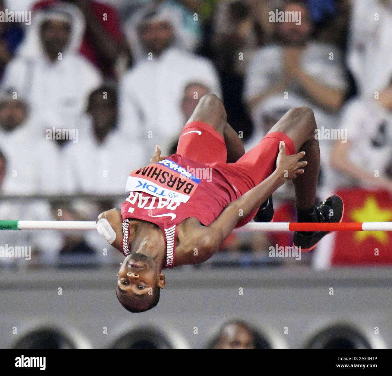 Doha, Qatar. 05th Oct, 2019. Photo shows Mutaz Essa Barshim of Qatar en ...
