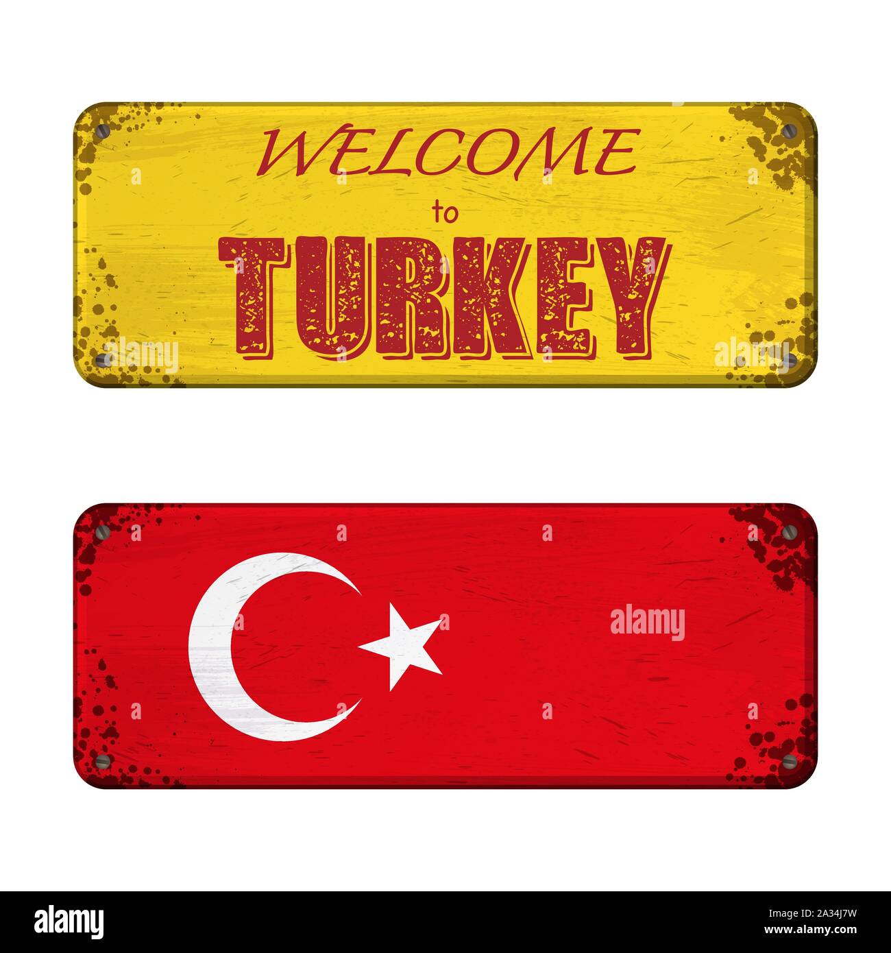 Two nameplates with Turkey flag and welcome text Stock Vector Image ...