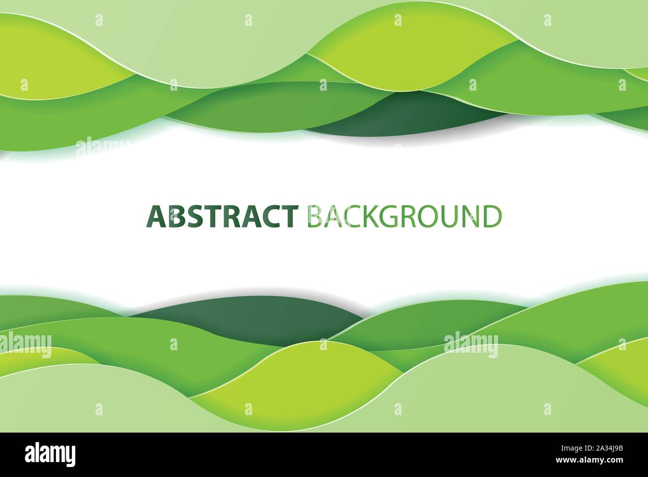 Paper art abstract green water waves. Origami design template. Vector ...