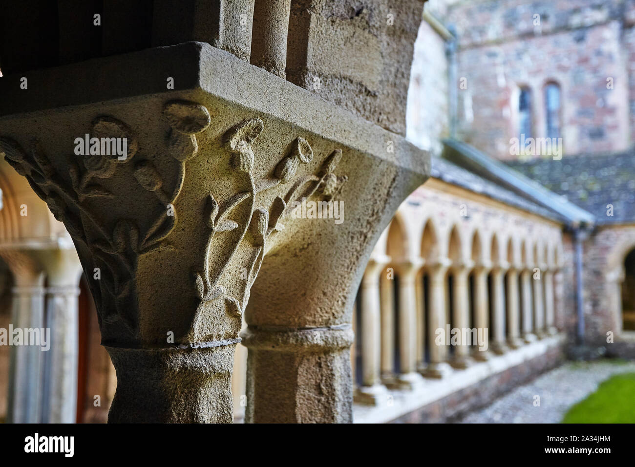 Cloister walkway of Iona Abbey, Iona, Inner Hebrides, Scotland, UK ...