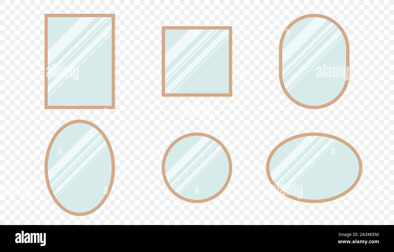 Vector realistic mirrors set with blurry reflection. Mirror frames or ...