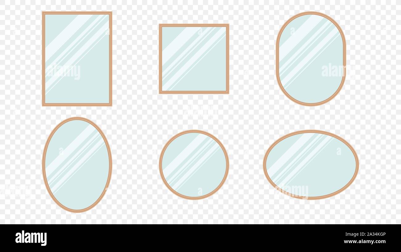 Vector realistic mirrors set with blurry reflection. Mirror frames or mirror decor interior ...