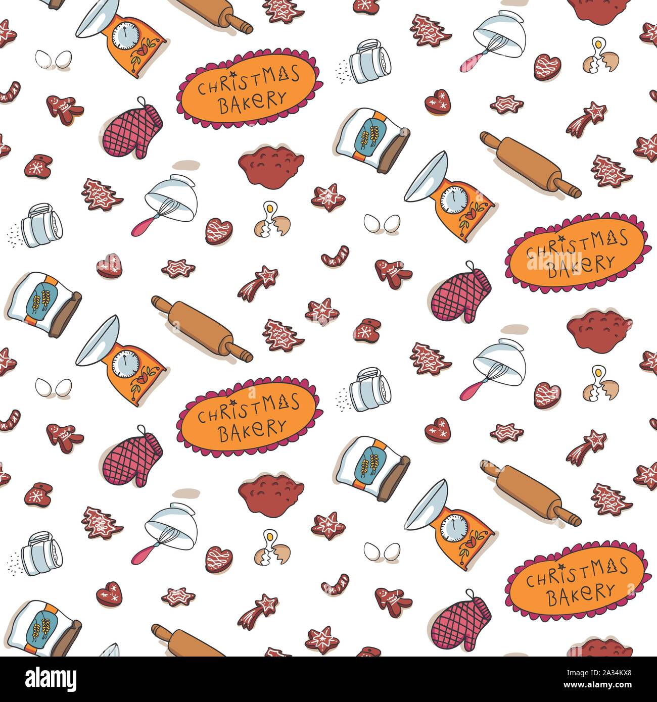 Seamless pattern with decorative ornamental black and gold baubles hand ...