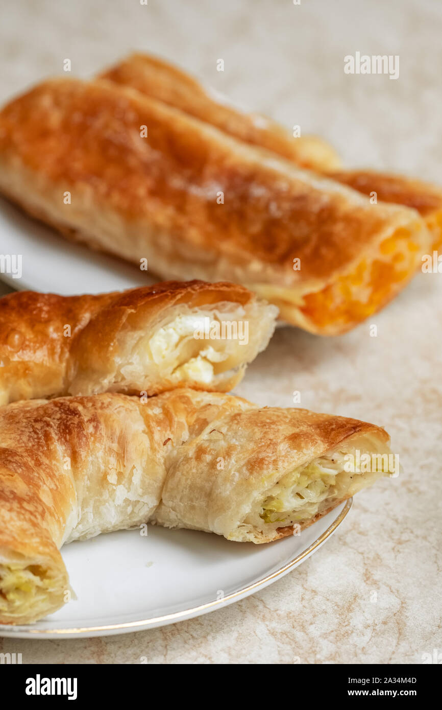 Placinta, traditional Moldovan pastries in cafe in Chisinau Stock Photo ...