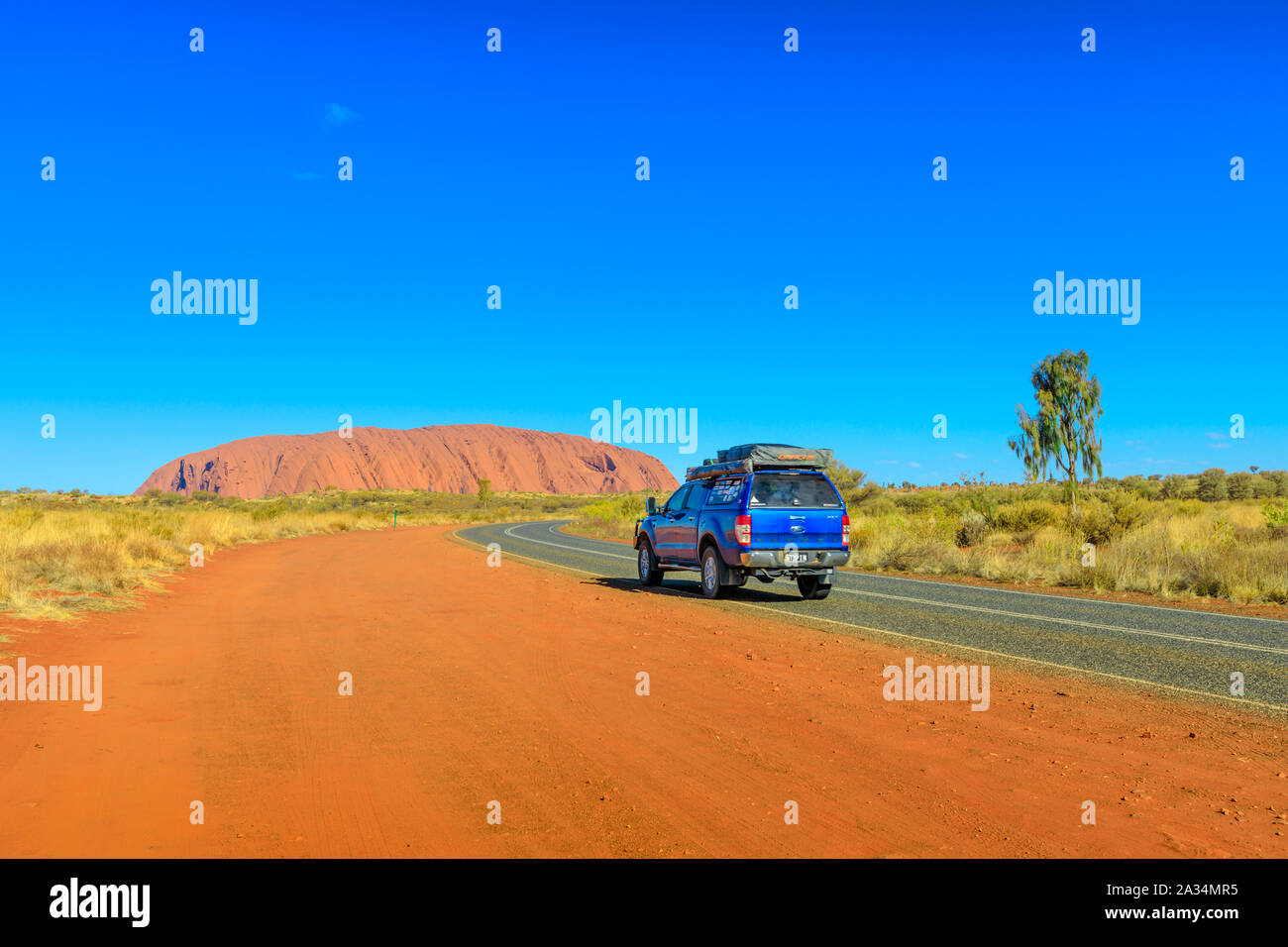 Uluru, Northern Territory, Australia - Aug 25, 2019: 4X4 vehicle on the ...