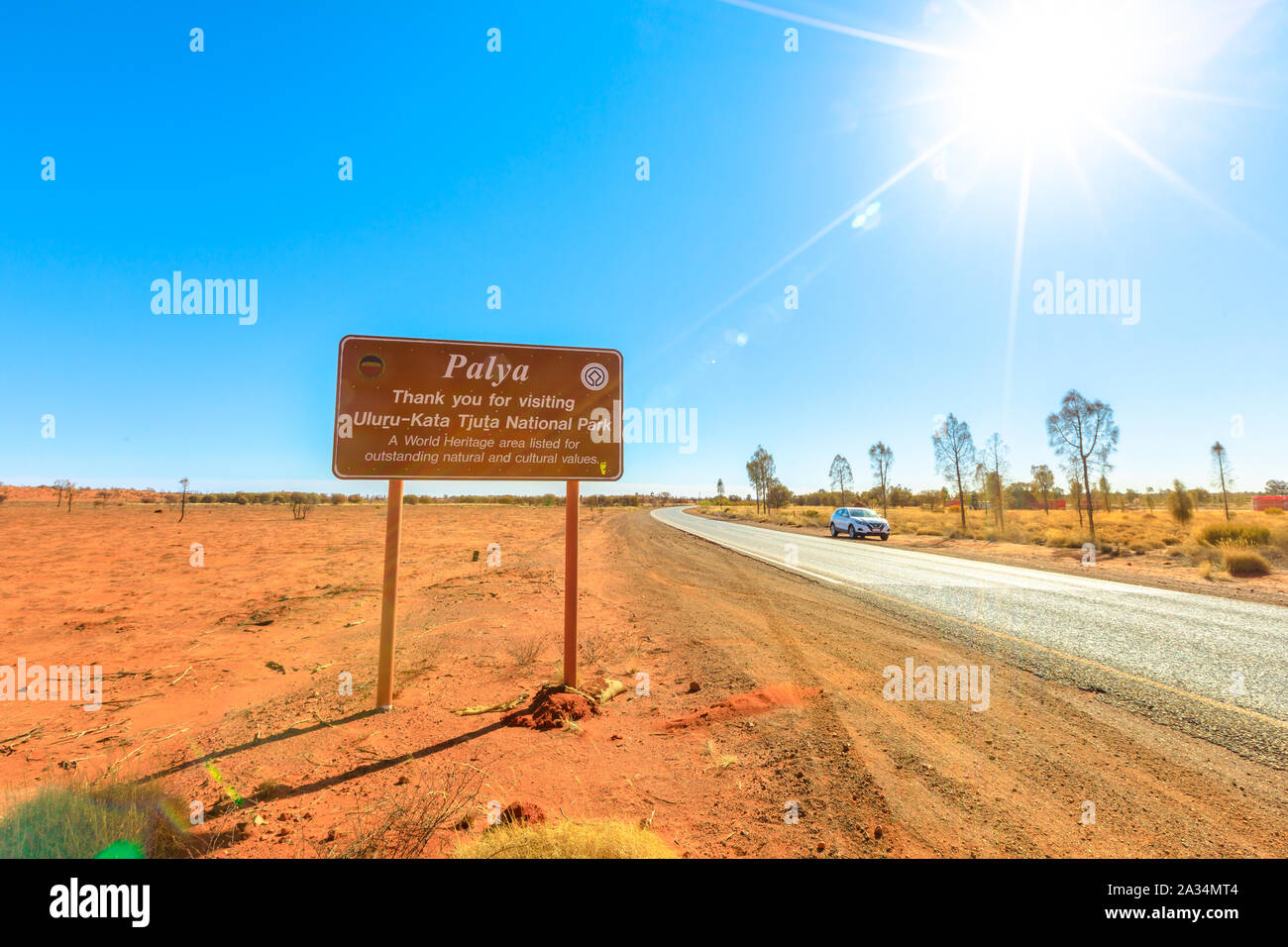 Uluru, Northern Territory, Australia - Aug 25, 2019: tourist car drive ...