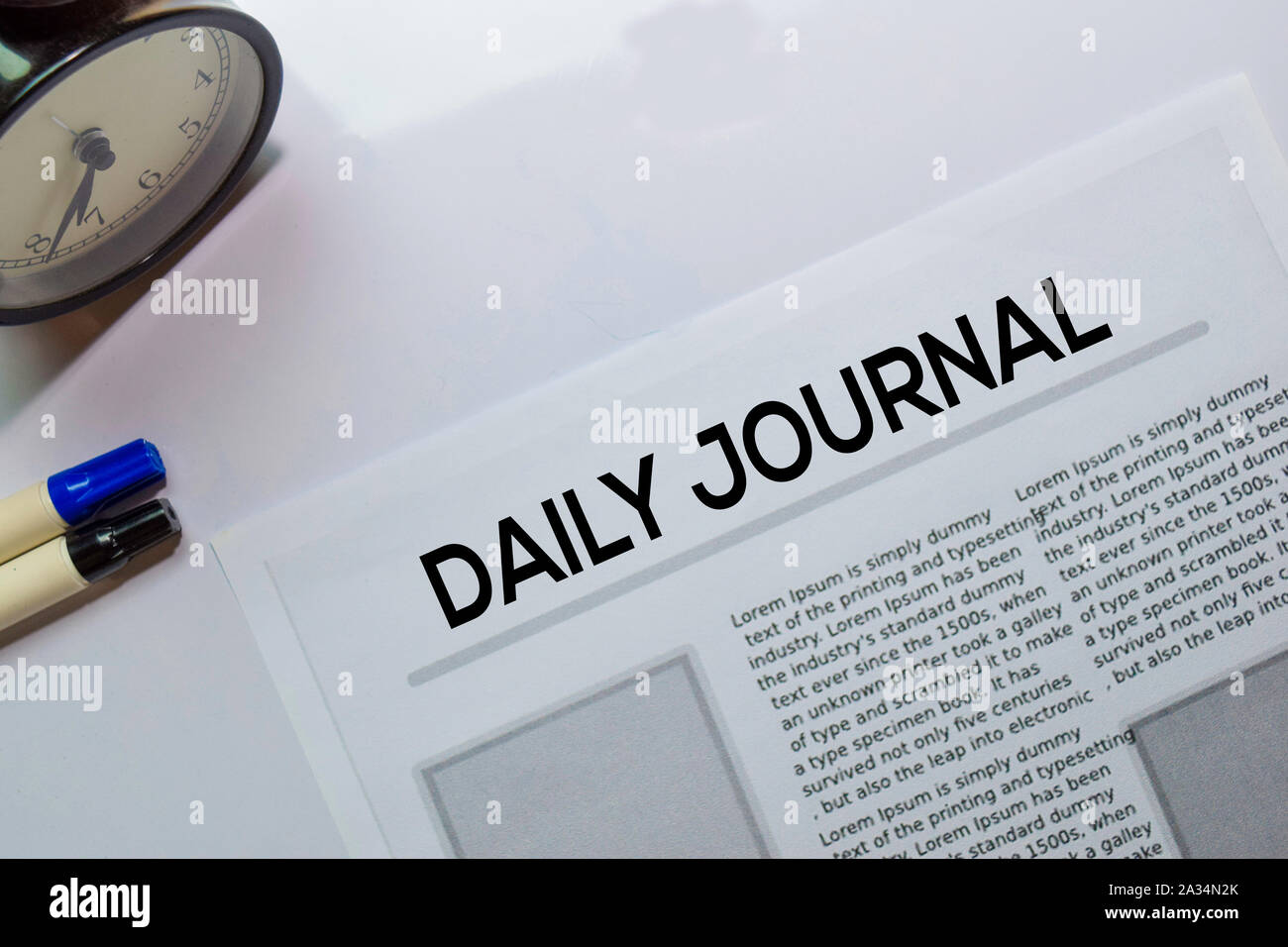 Daily Journal text in headline isolated on white background. Newspaper ...
