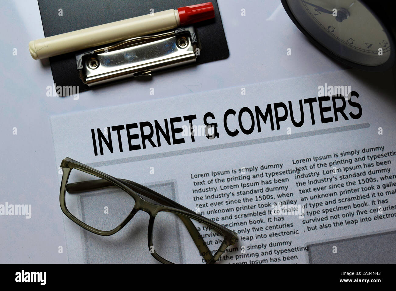 Internet and Computers text in headline isolated on white background ...