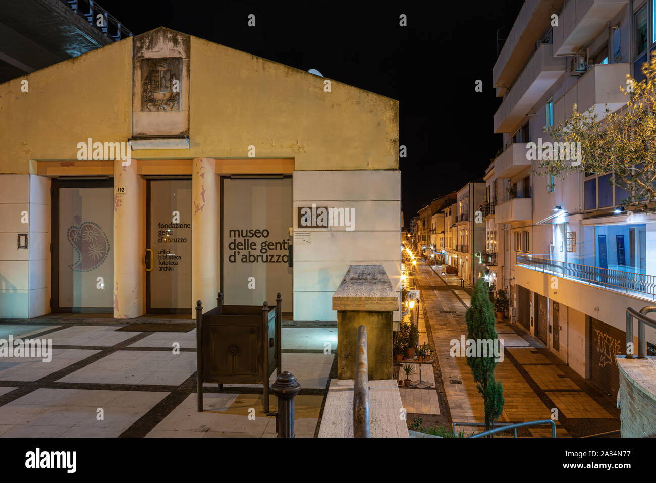 Museum of the People of Abruzzo by night. Pescara, via delle Caserme ...