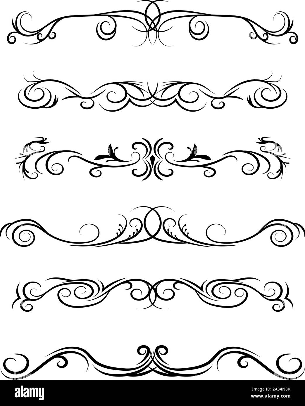 Hand drawn vector dividers. Decorative swirls and flourishes lines ...