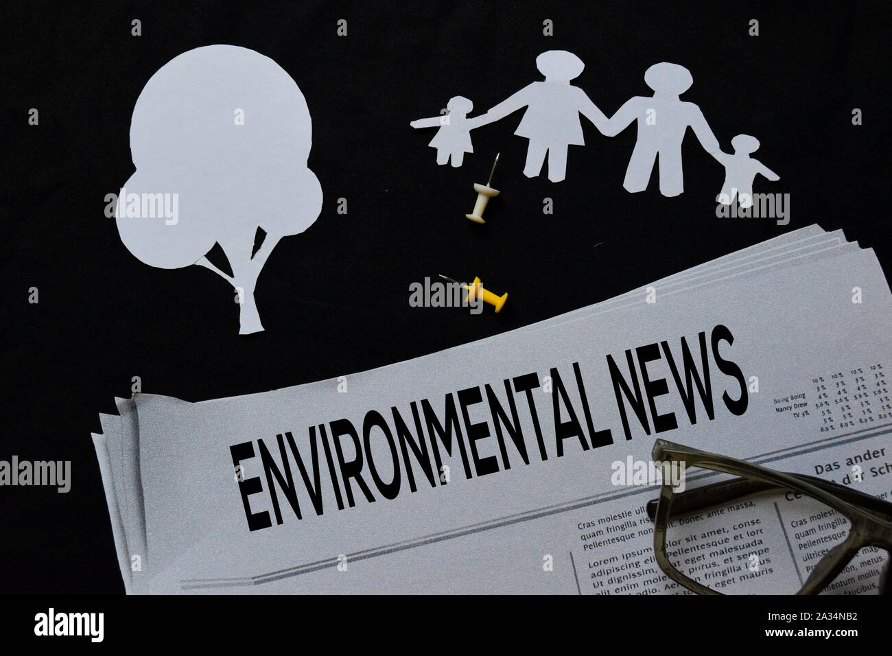 Environmental News text in headline isolated on Black background ...
