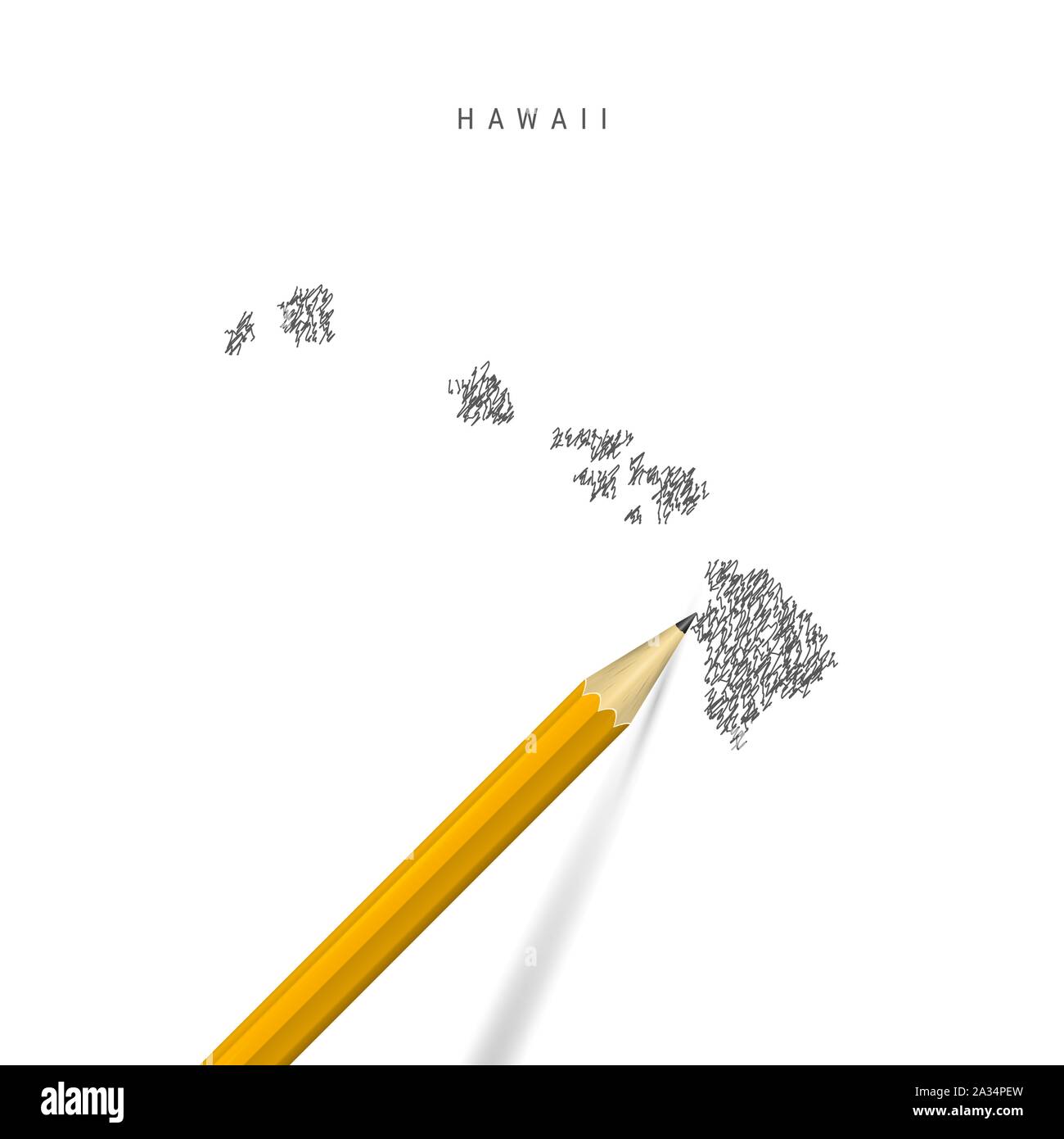 Hawaii sketch scribble map isolated on white background. Hand drawn ...