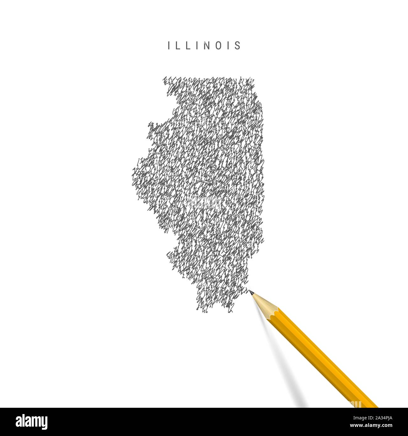 Illinois sketch scribble map isolated on white background. Hand drawn ...