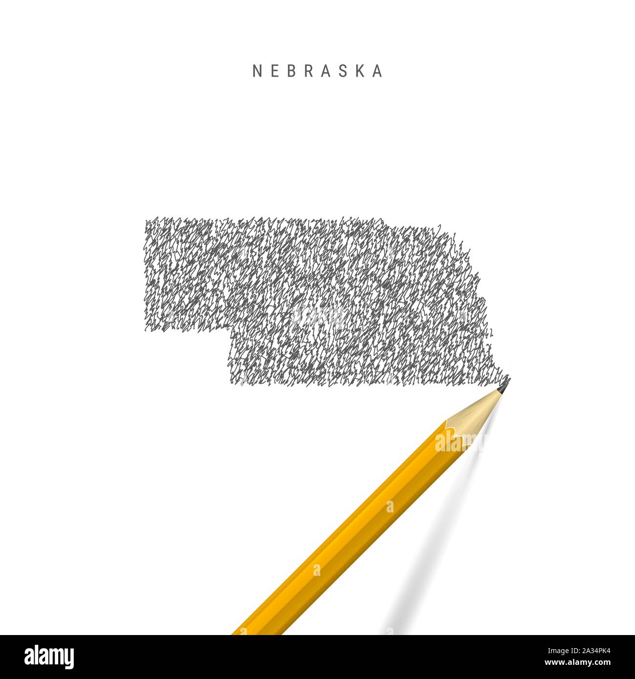 Nebraska sketch scribble map isolated on white background. Hand drawn ...