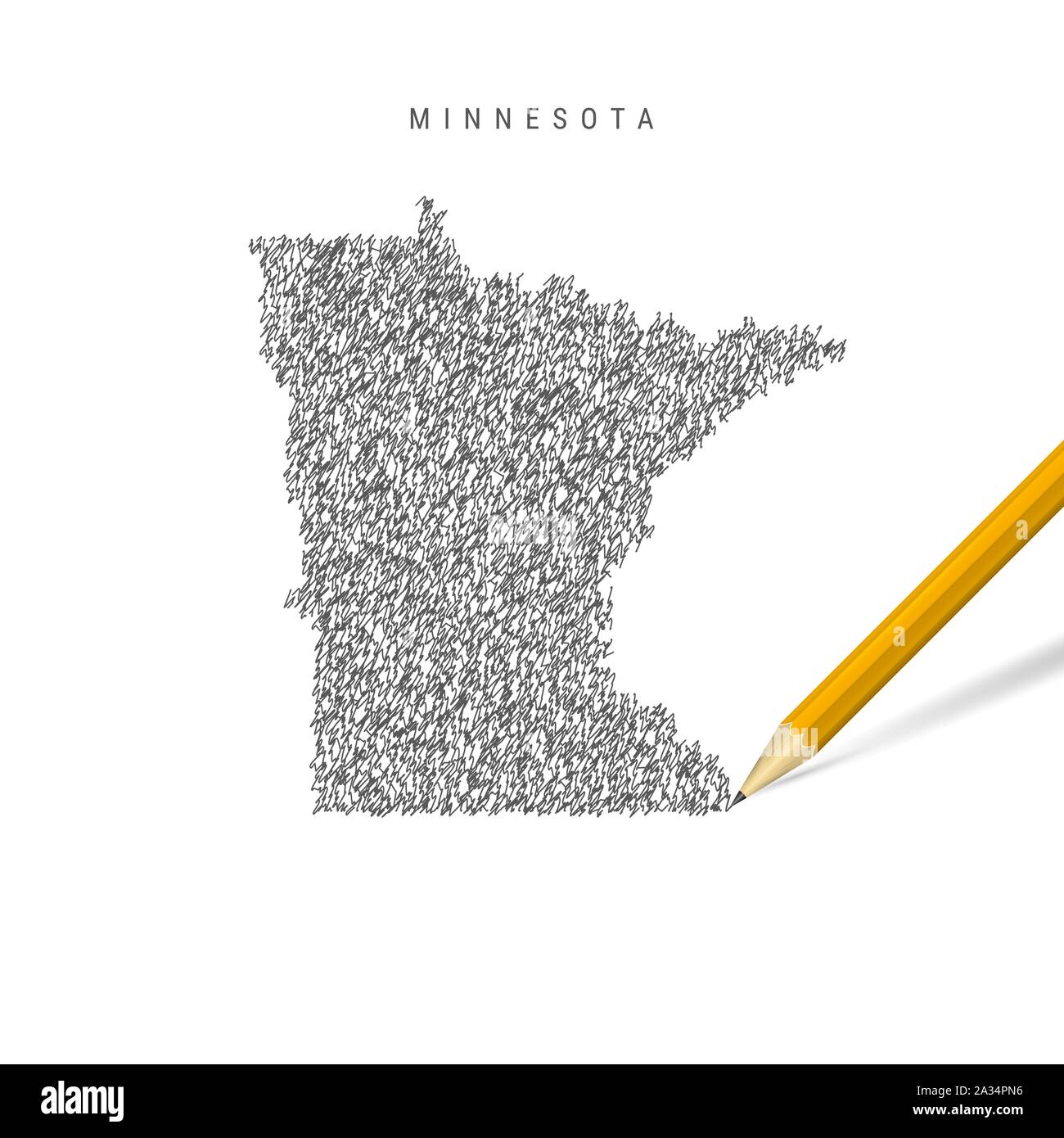 Minnesota sketch scribble map isolated on white background. Hand drawn ...