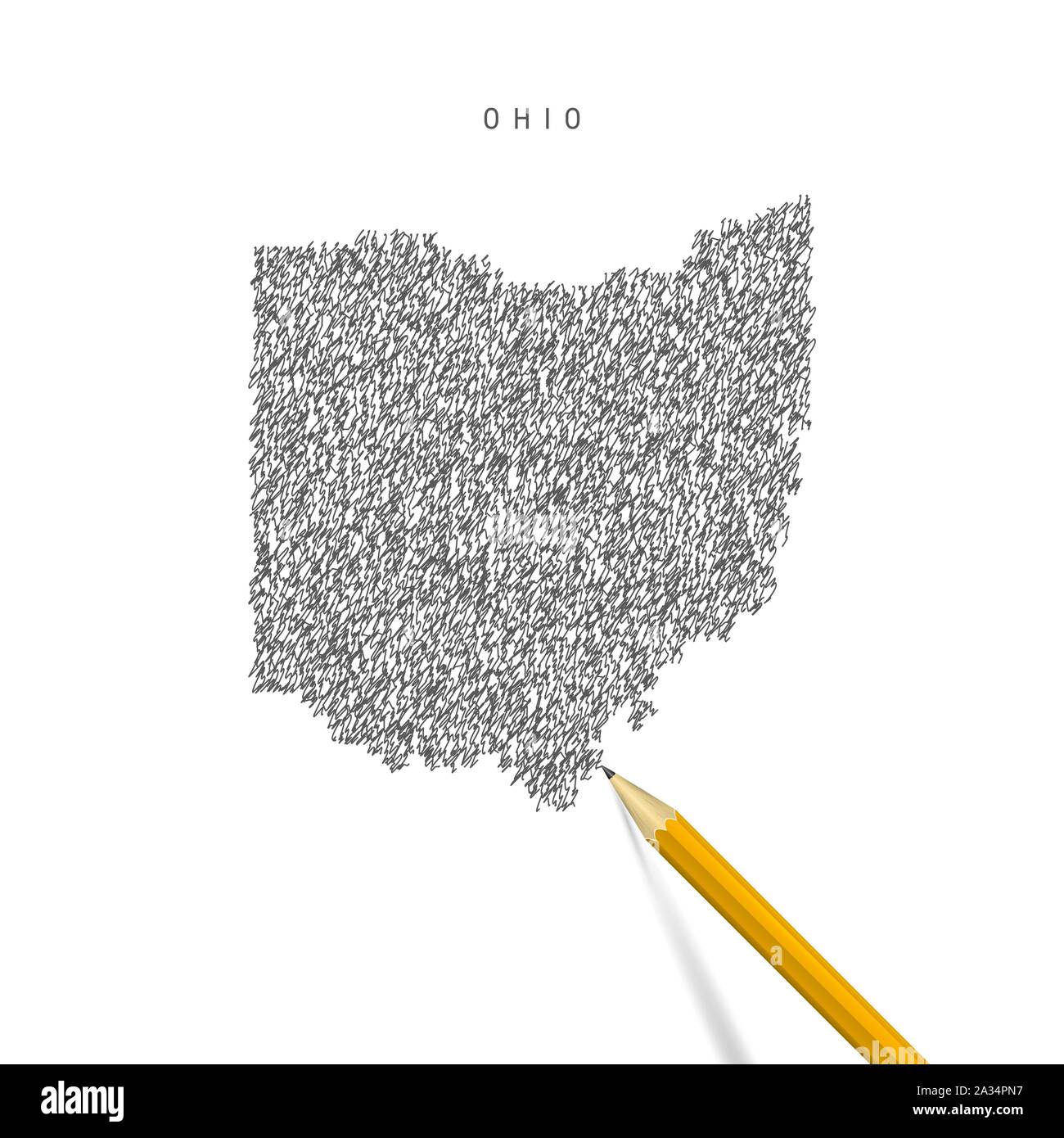 Ohio Sketch Scribble Map Isolated On White Background Hand Drawn
