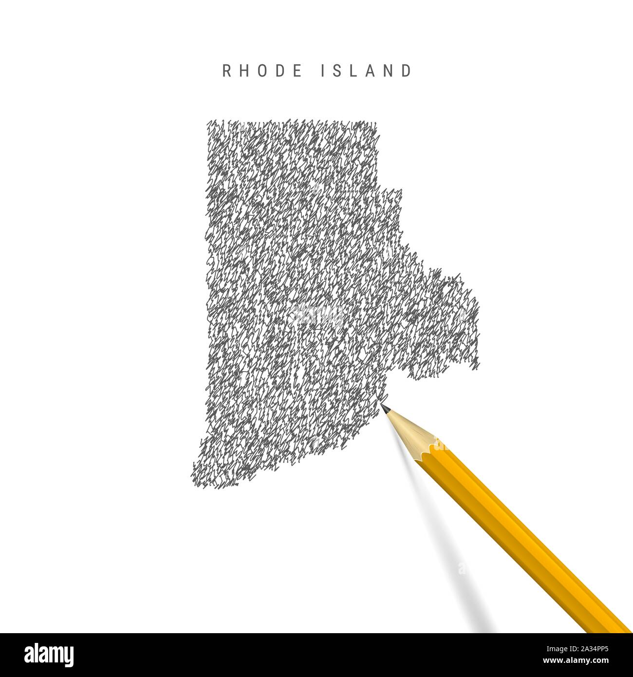 Rhode Island sketch scribble map isolated on white background. Hand ...